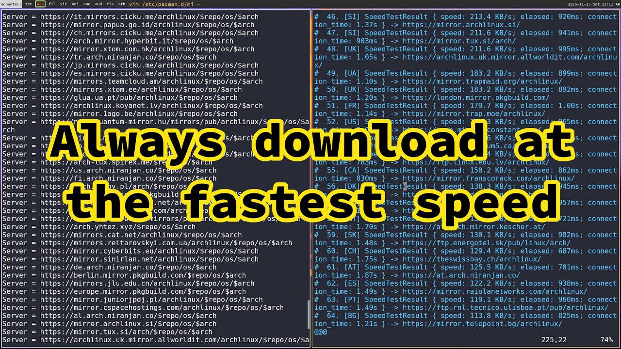Rate mirrors: Get the fastest mirrors in archlinux