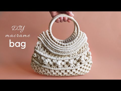 DIY Macramé bag tutorial, macrame purse pattern, step by step, no music #7