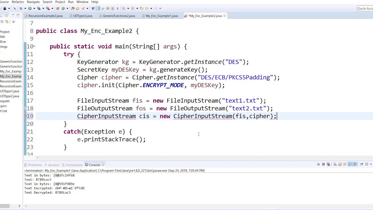 Writing Encrypted Data to a File Java