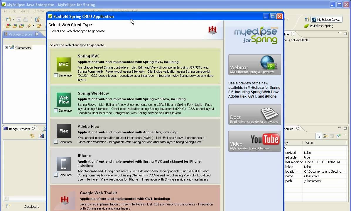 Spring Tutorial - Scaffolding Spring MVC, Spring Web Flow, Adobe Flex and iPhone
