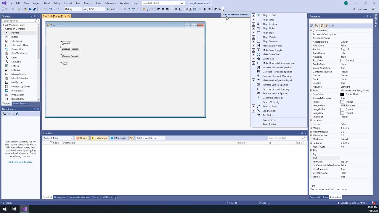 Murach's Visual Basic 2015 Exercise 2-1