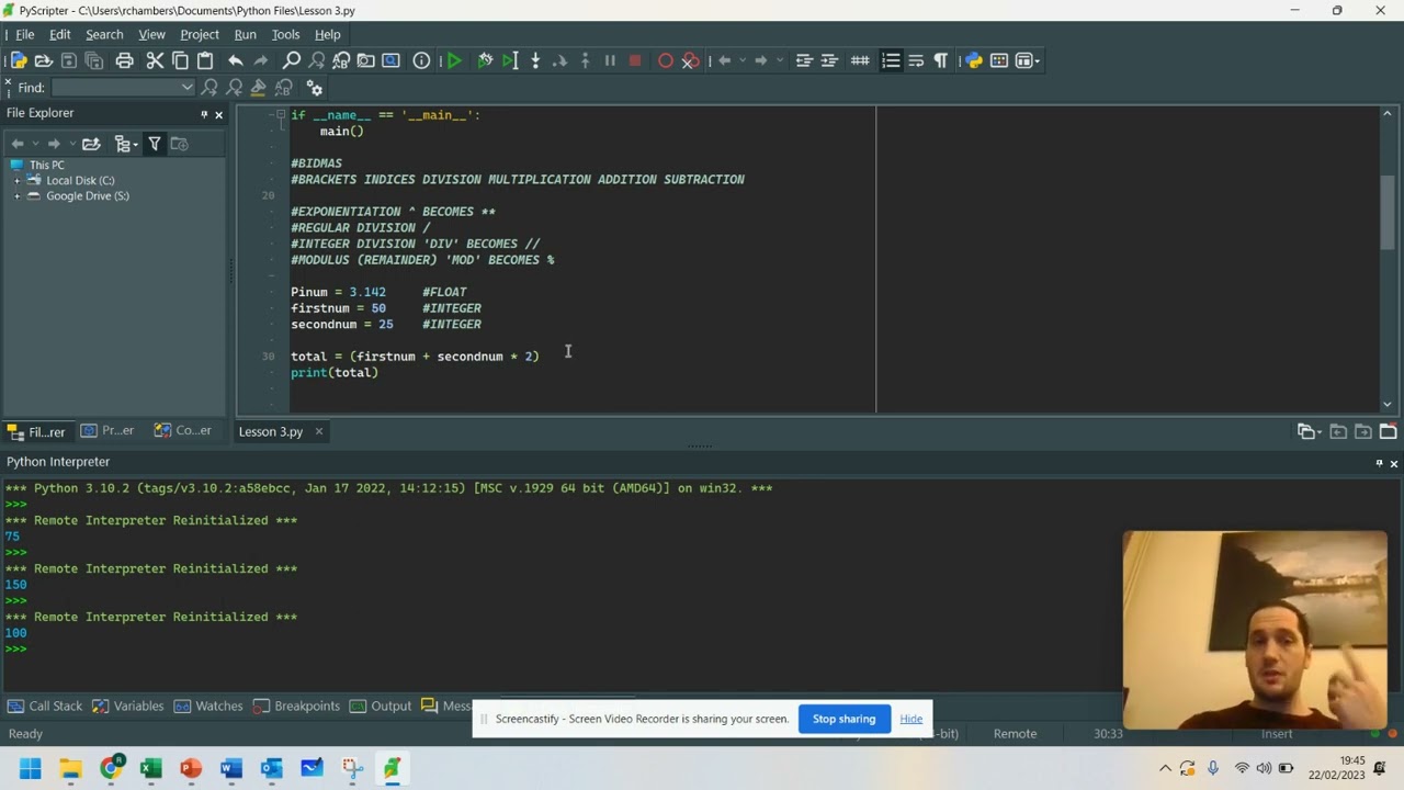 AQA Computer Science - Lesson 3 - Python - 3.10 - BIDMAS, Integers, Floats, Maths, MOD, Exponent
