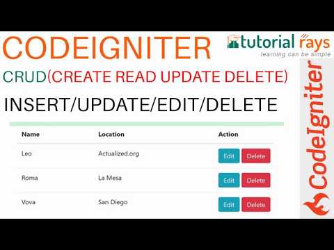 Learn Part 7 2019 | CodeIgniter EDIT Records | CRUD Insert Update Delete Tutorials Tutorial Rays ...