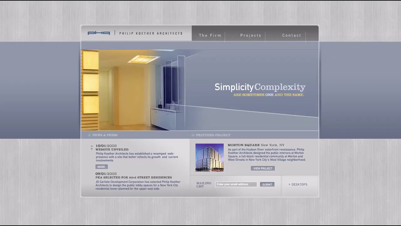 Philip Koether Architects flash website in 2003
