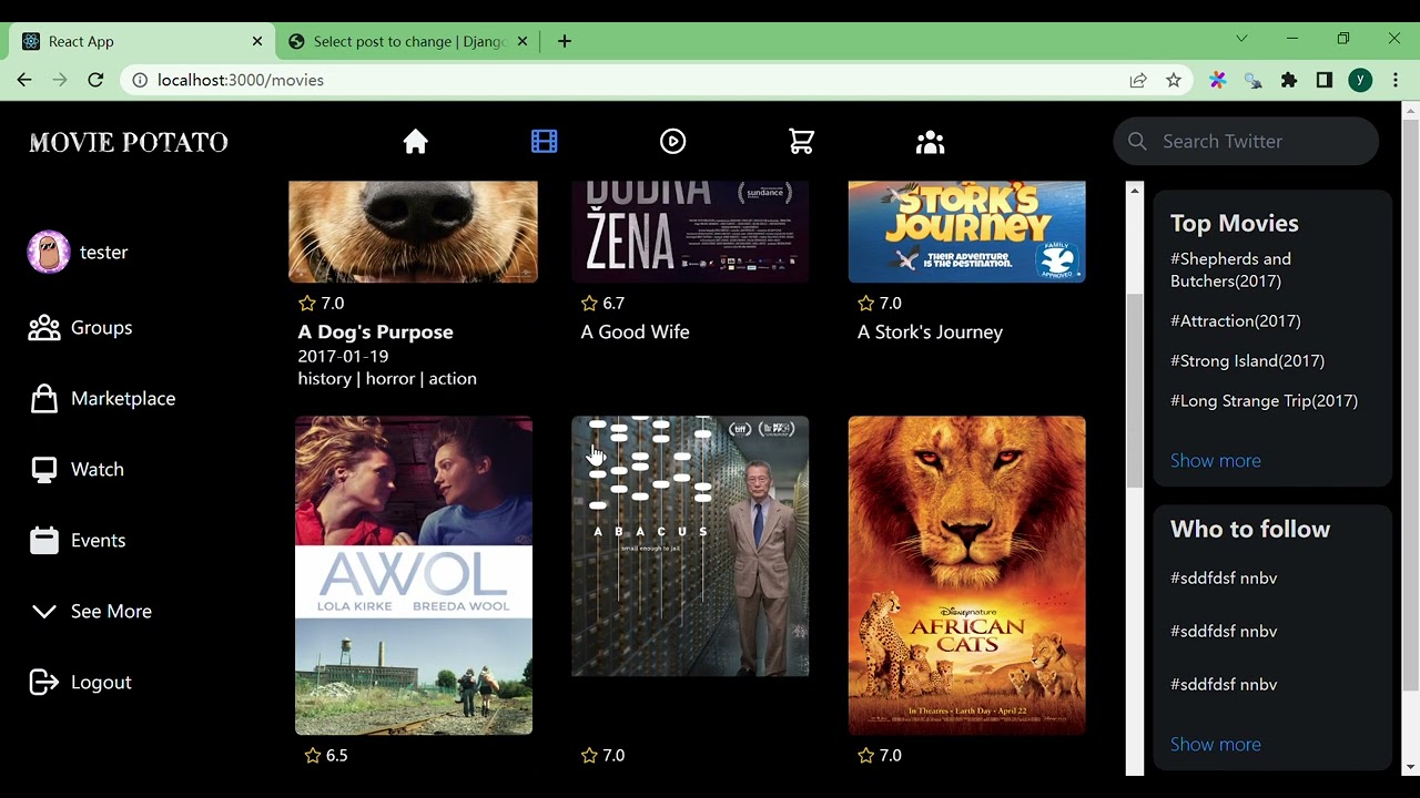 Twitter-like Movie Recommendation System