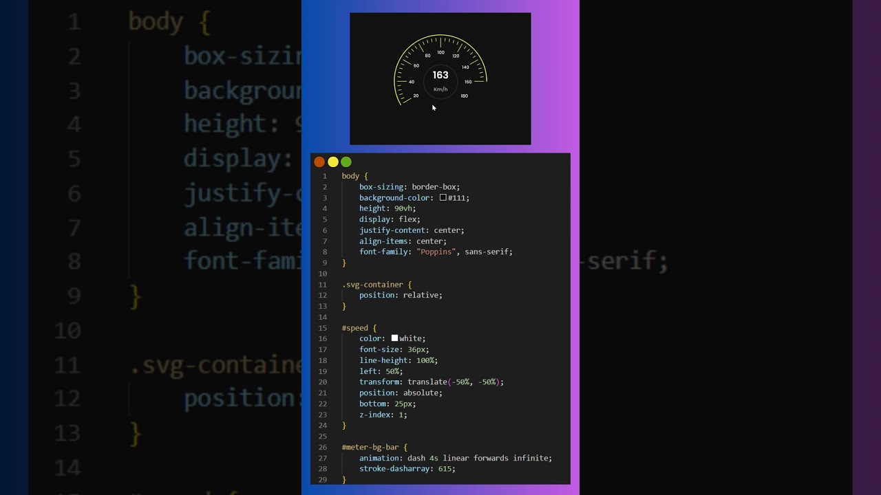 Interactive Speedometer Using HTML CSS and JS #shorts