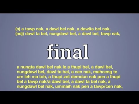 final meaning in English Ngawn