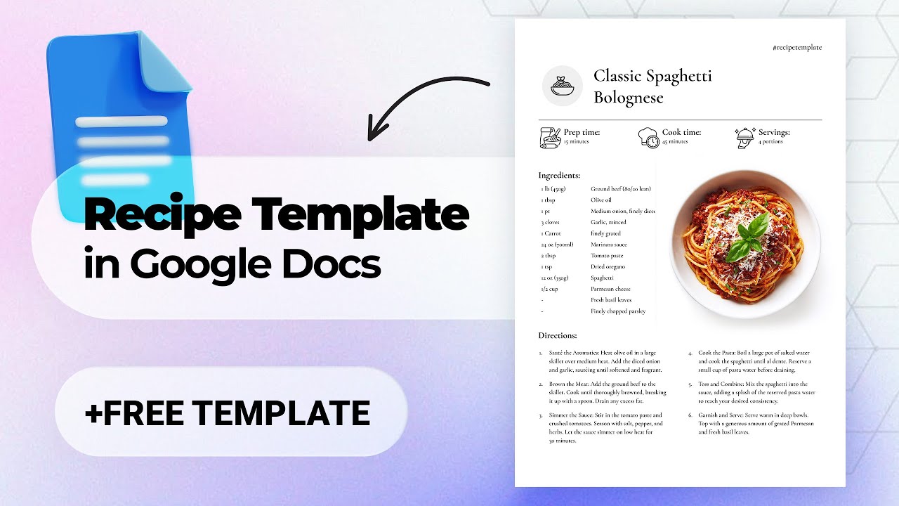How to design a Simple Recipe (Google Docs Step-by-Step Guide) +  Free Template Included