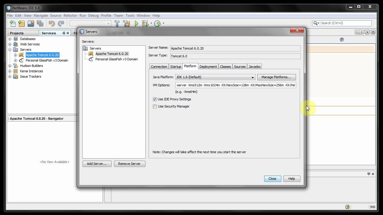 Apache Tomcat and Netbeans: OutOfMemoryError Fix