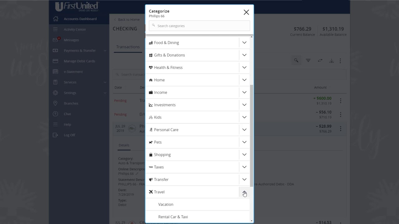 Tutorial: Spending, Categorizing, and Splitting Transactions in Online Banking