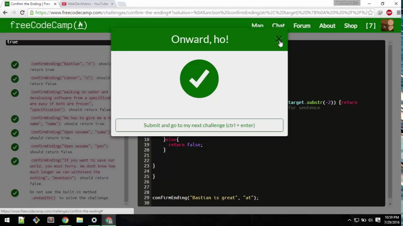Confirm the ending:Free Code Camp Basic Algorithm Problem