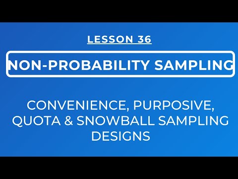 LESSON 36 - NON-PROBABILITY SAMPLING DESIGNS: CONVENIENCE, PURPOSIVE, QUOTA & SNOW-BALL DESIGNS