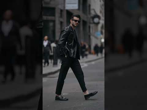 Black Leather Biker Jacket for Men's by SEACAID
