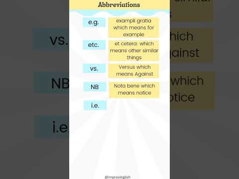 Common English Abbreviations: etc., e.g., i.e., and so on. #english