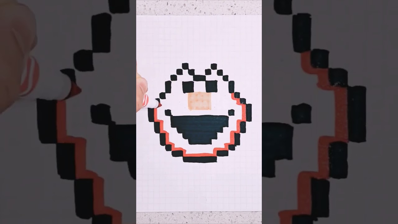 Hand Drawn Pixel Art - Drawing ELMO! #pixelart #elmo #sesamestreet #art #draw #shorts