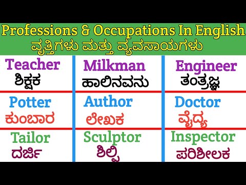 Professions and occupations names in english to kannada|daily use english words with kannada meaning
