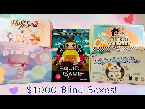 Unbox $1000 Pop Mart Blind Boxes FULL SET-SQUID GAME,LABUBU,CRYBABY,DIMOO&PUCKY | No Talking | ASMR
