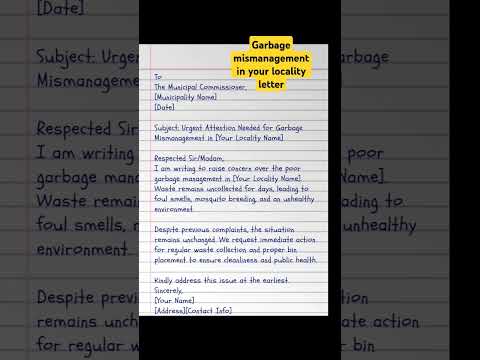 garbage mismanagement in your locality #application #letter