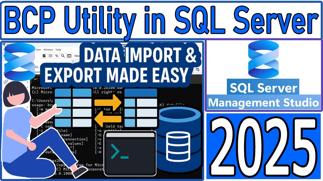 How to Install and Use BCP Utility in Microsoft SQL Server SSMS 21 (2025) CMD Prompt Import & Export