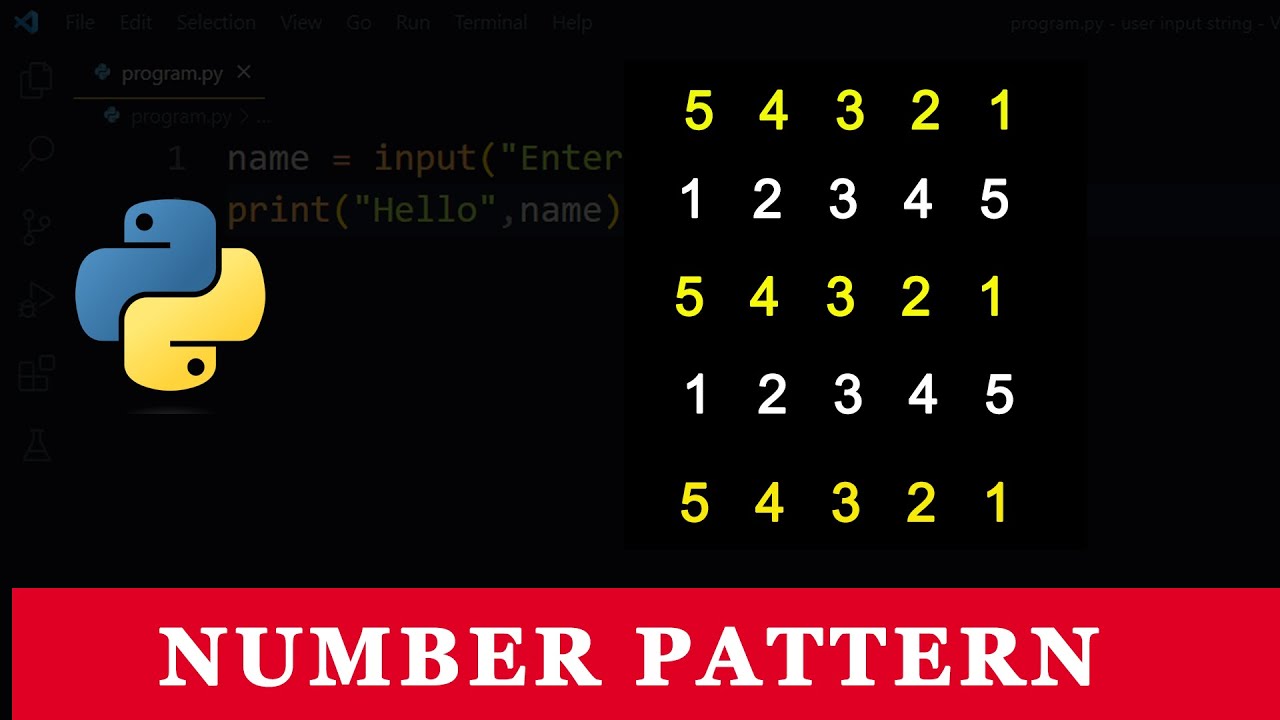 Python Program To Print Number Pattern in Square Shape | 11