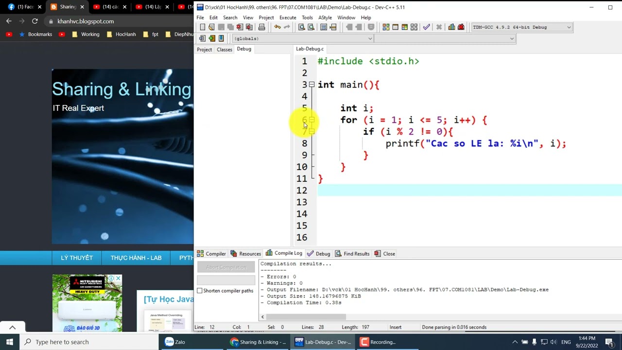 #COM108 00  Debug trong Dev C++
