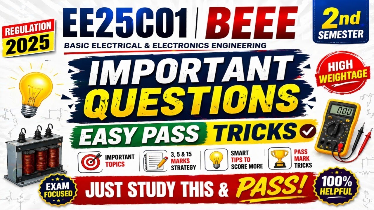 EE25C01 BEEE Exam Tips ⚡ Important Topics + Easy Pass Strategy (Regulation 2025) | Engineering king 