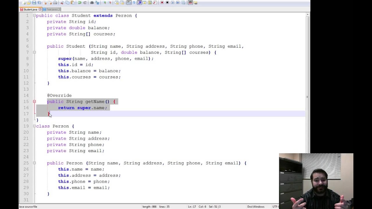 Overriding Superclass Methods in the Subclass