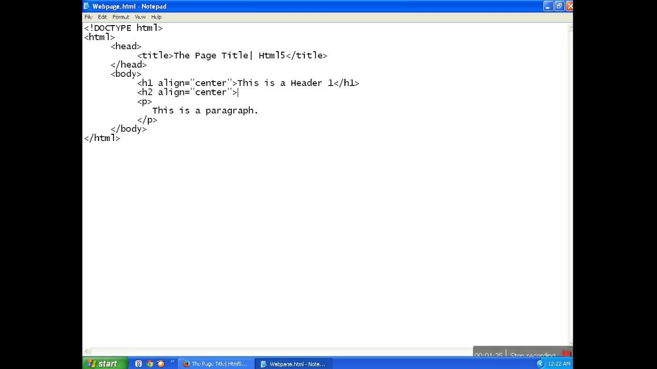 Create HTML Headers | HTML5 Tutorial |  Basic Step - 2 Video For Beginners