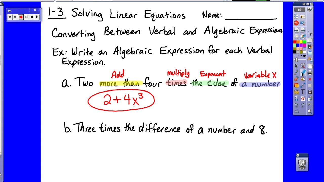 McGraw Hill Algebra 2 Notes Chapter 1 Section 3 Video 1 of 7