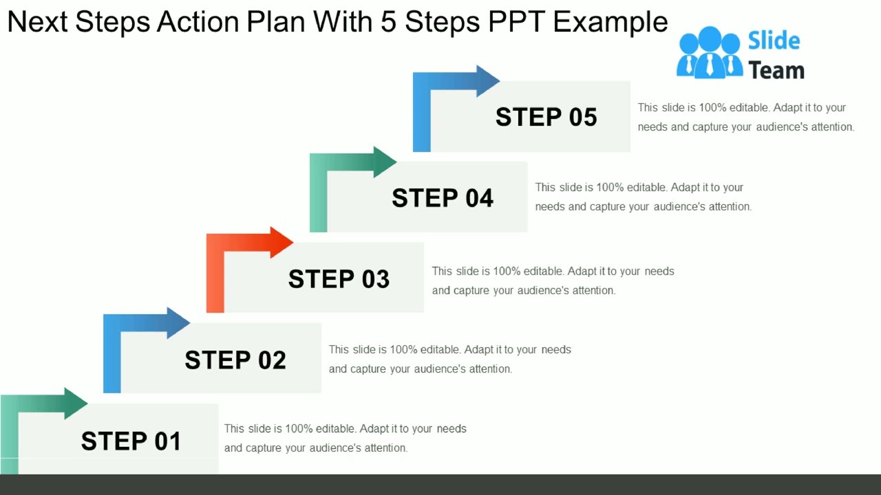 Next Steps Action Plan With 5 Steps Ppt Example