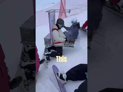 Snowboarder Grills on the Slopes: A Unique Mountain BBQ Experience!