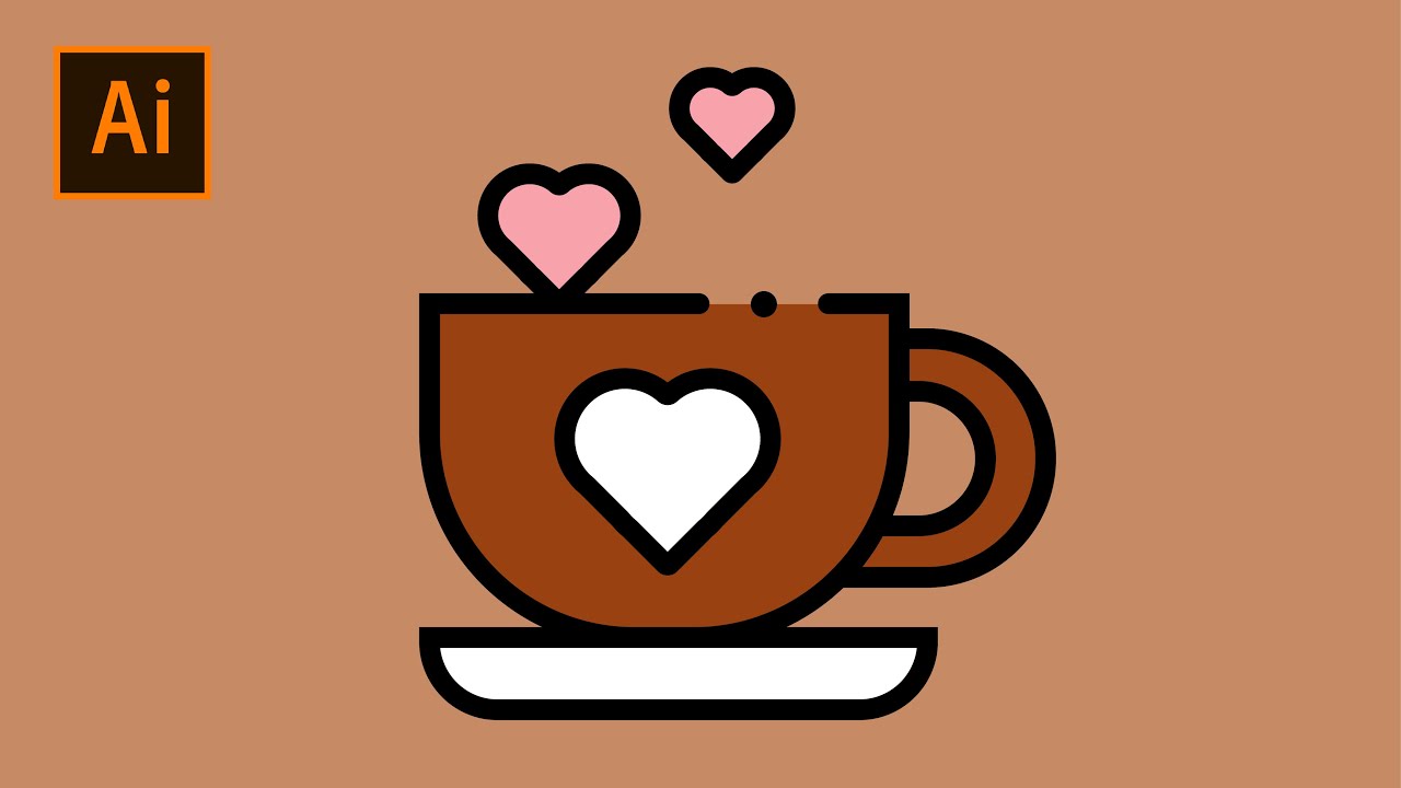 How To Design a Coffee Cup Icon ☕ | Basic Shape Icon Design Tutorial | Adobe Illustrator CC