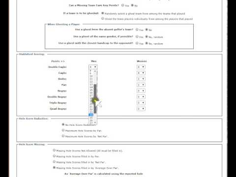 Stableford Scoring League Parameters