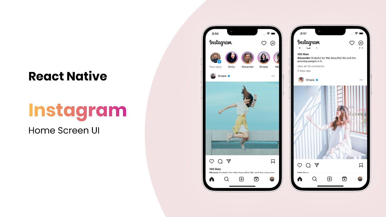 Instagram Home Screen UI - React Native - Speed Code