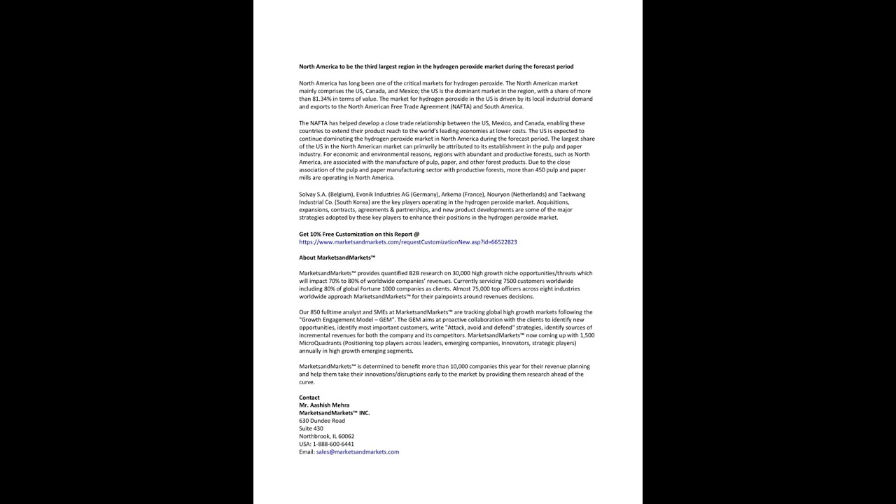 Hydrogen Peroxide Market Industry Report & PDF