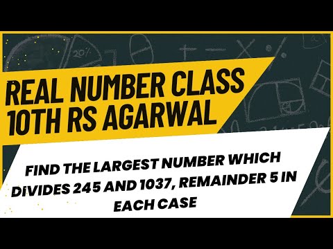 Find the Largest Number Dividing 245 and 1037 with Remainder 5 | RS Aggarwal | Class 10 Real Numbers