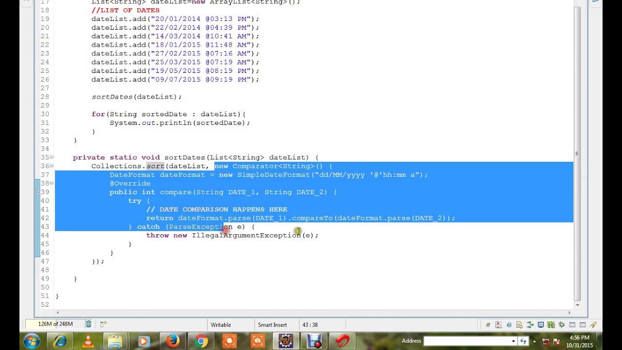 HOW TO SORT DATES  USING JAVA DEMO