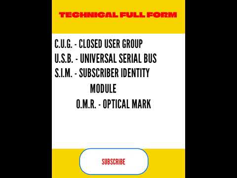 Full form of CUG, SIM, USB, PDF....................//#fullform //technical full form
