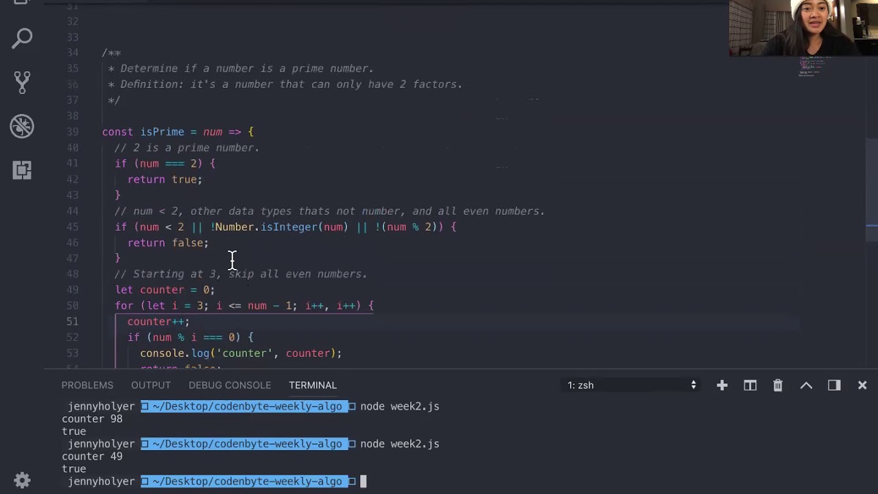 JavaScript algorithm isPrime