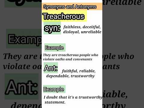 Synonyms and Antonyms 😍||Treacherous Meaning #shorts #advance vocabulary