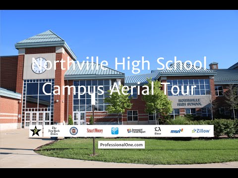 Aerial Campus Tour of Northville High School, Northville, Michigan 48168