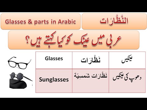 Glasses names and its parts in Arabic|English+Urdu+Hindi| Arbi zaban mein Ainak kay naam