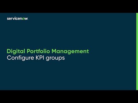 Digital Portfolio Management | Configure KPI groups