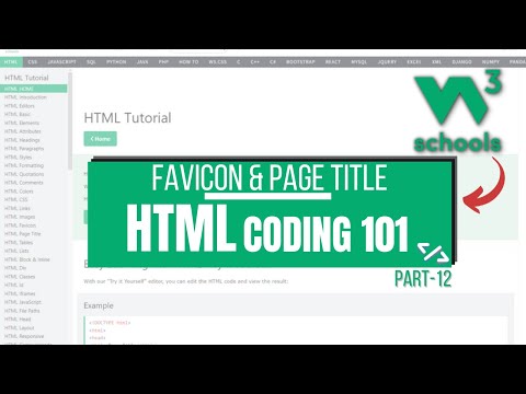 HTML Coding 101: 12 HTML FavIcon | Adding Image on Title Bar | W3Schools HTML Tutorial