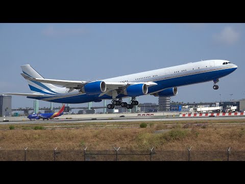 Las Vegas Sands Airbus A340-500 ACJ (VP-BMS) arrival and departure @ Los Angeles Intl (LAX)