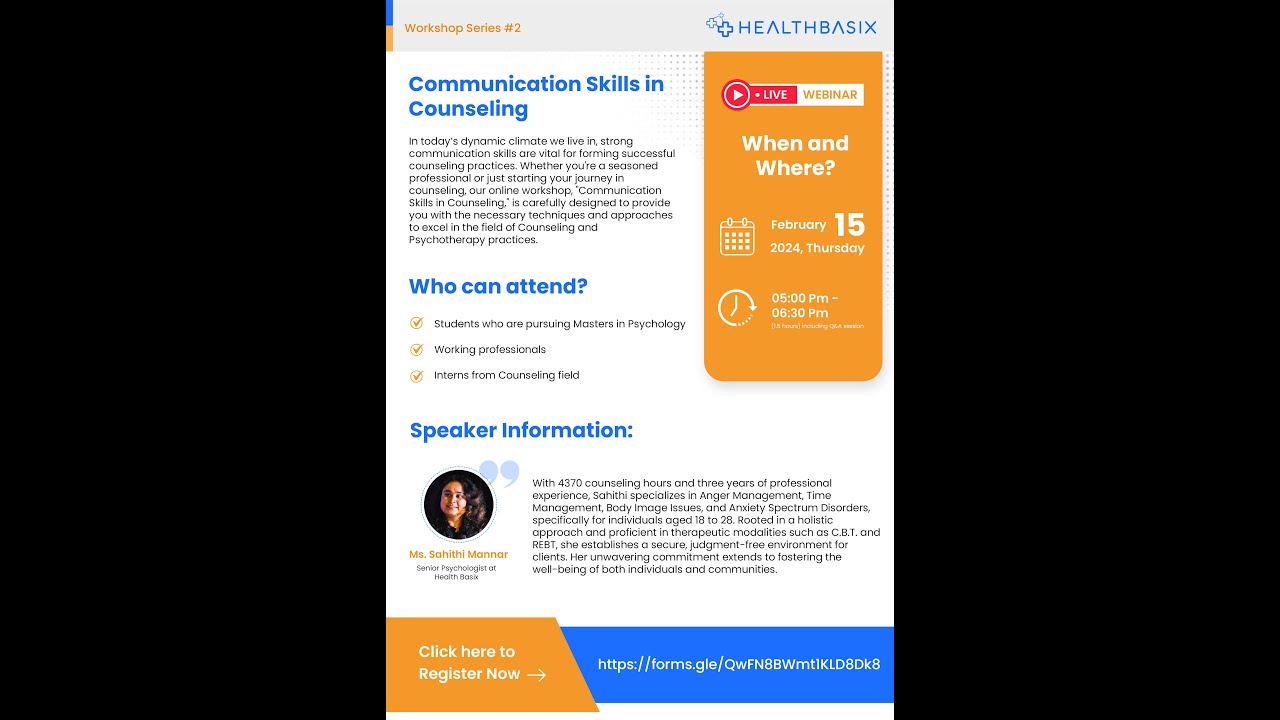 Workshop series #2 | Communication Skills in Counseling