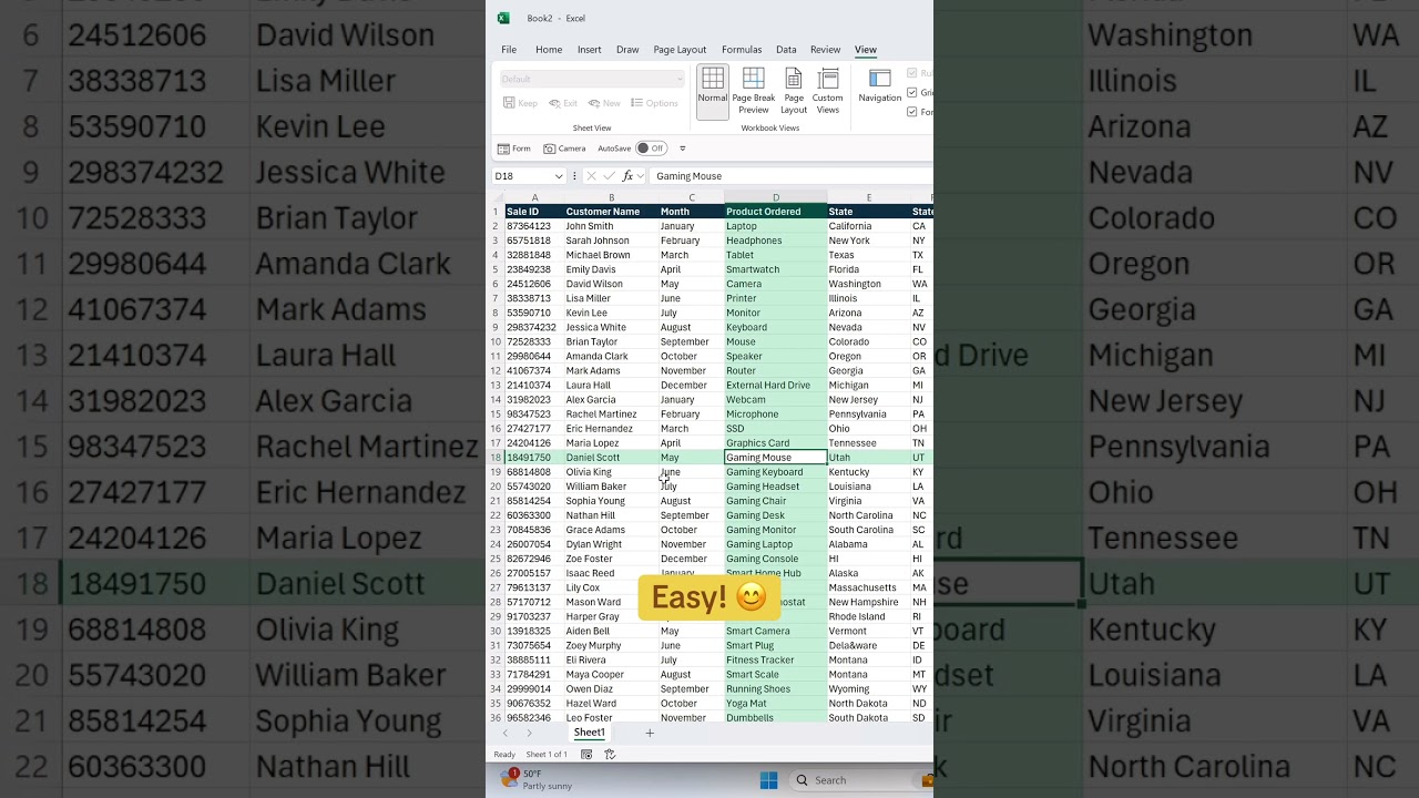 How to highlight the row and column of the active cell using Excel’s new Focus Cell tool. 👀 #excel