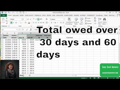 Calculate the total owed over 30 days and 60 days in Excel
