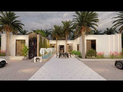 U shape house design [19.8mx12m]3 bedrooms/model0187