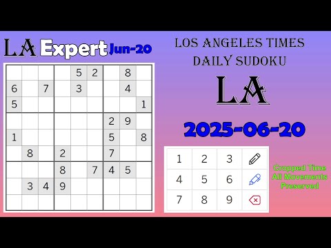 Los Angeles Times Daily Sudoku 2025-06-20 2182 Expert